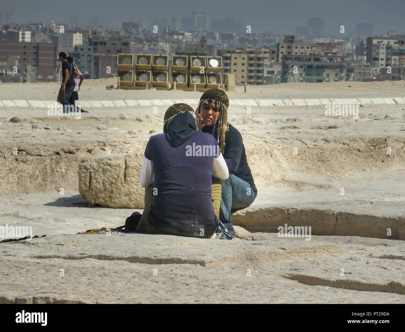 Cairo Egypt: October 20th 2011 . Typical pyramid women street vendors ...