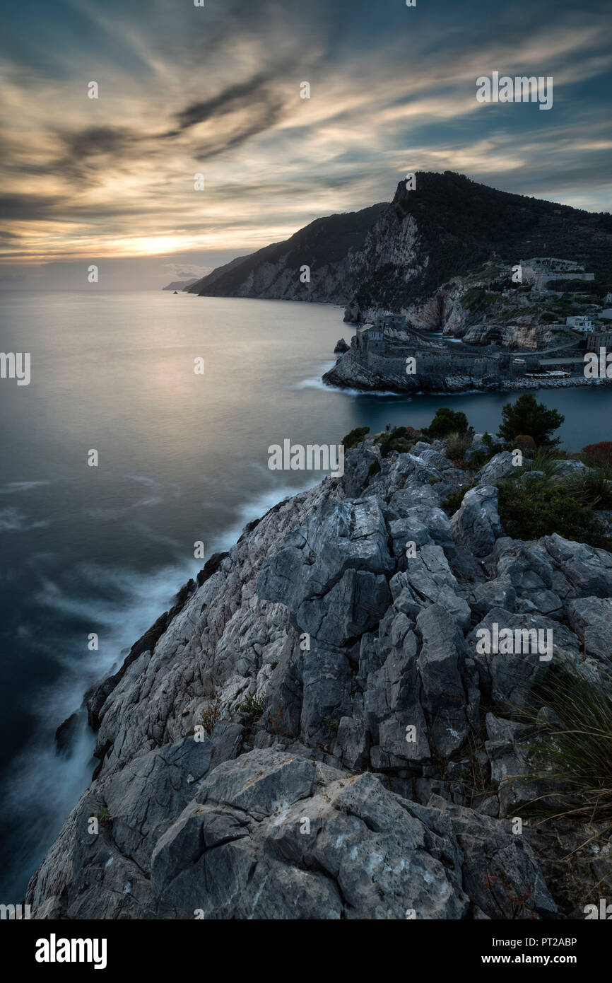 Sunset in portovenere from palmaria island hi-res stock photography and ...