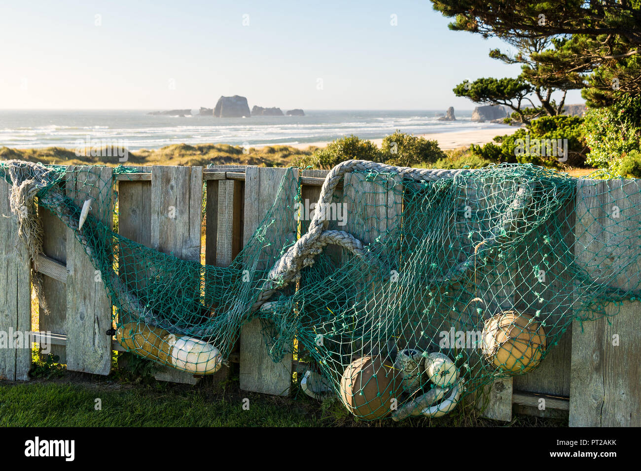 Pacific Coast, Oregon, Bandon, Fishing Net Stock Photo - Alamy