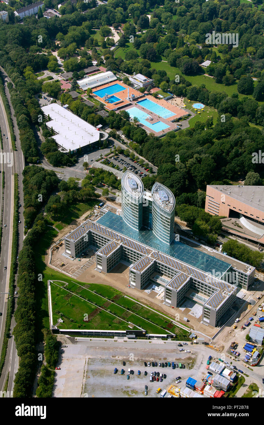 Aerial view, Grugabad, EON Ruhrgas new headquarters, Essen, Ruhr area ...