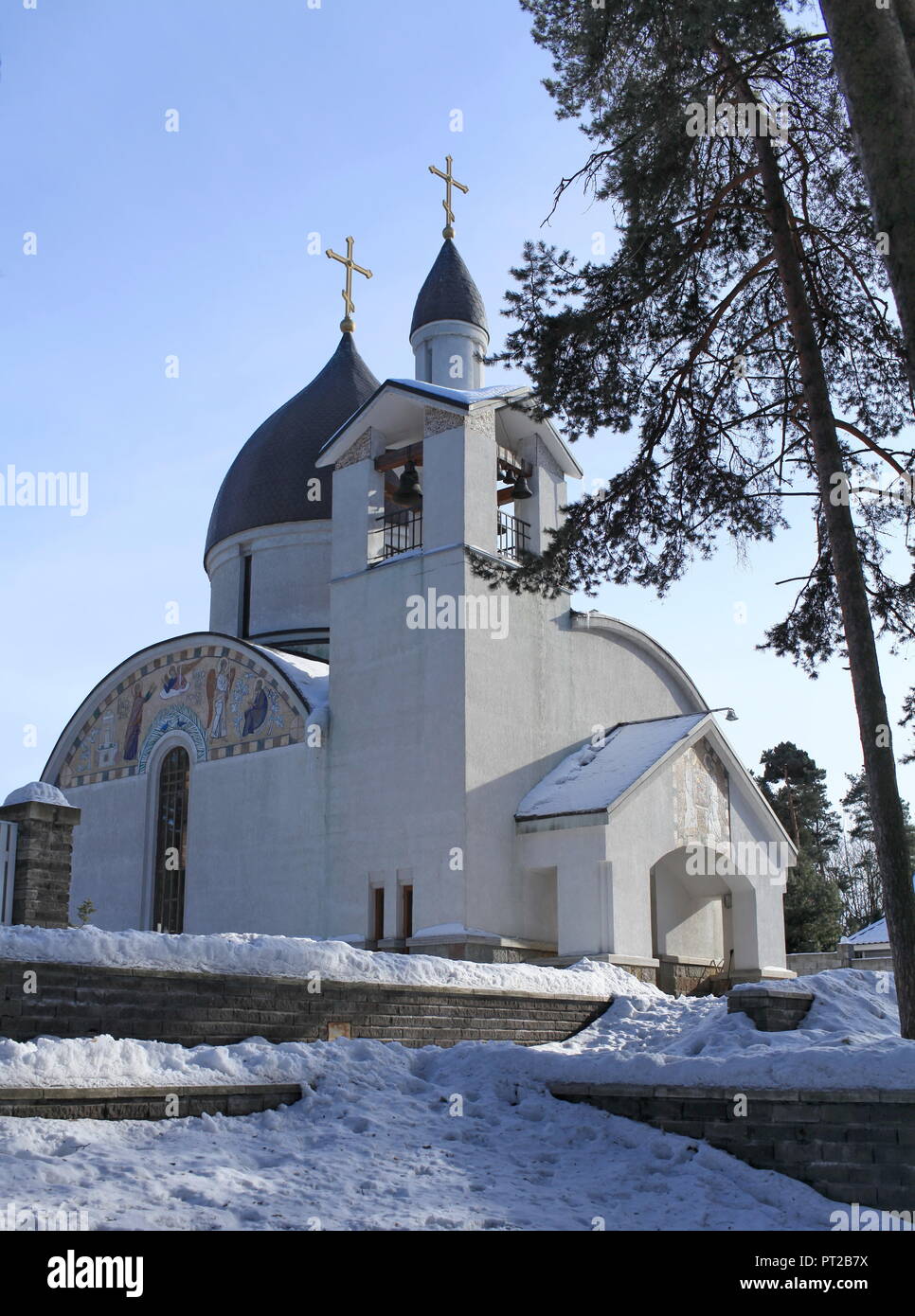 The modern church building in winter Stock Photo - Alamy