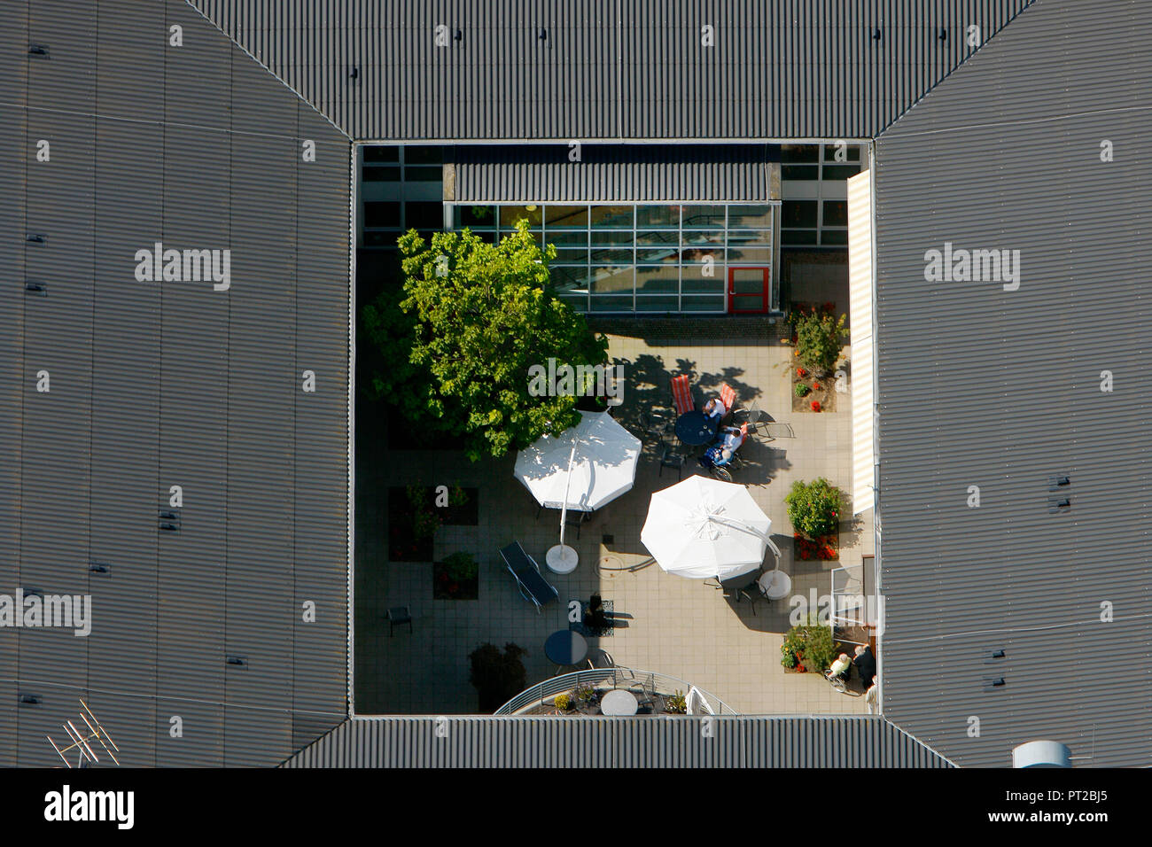 Aerial view, Atrium, Courtyard, sunshades, Retirement home, Aerial view ...