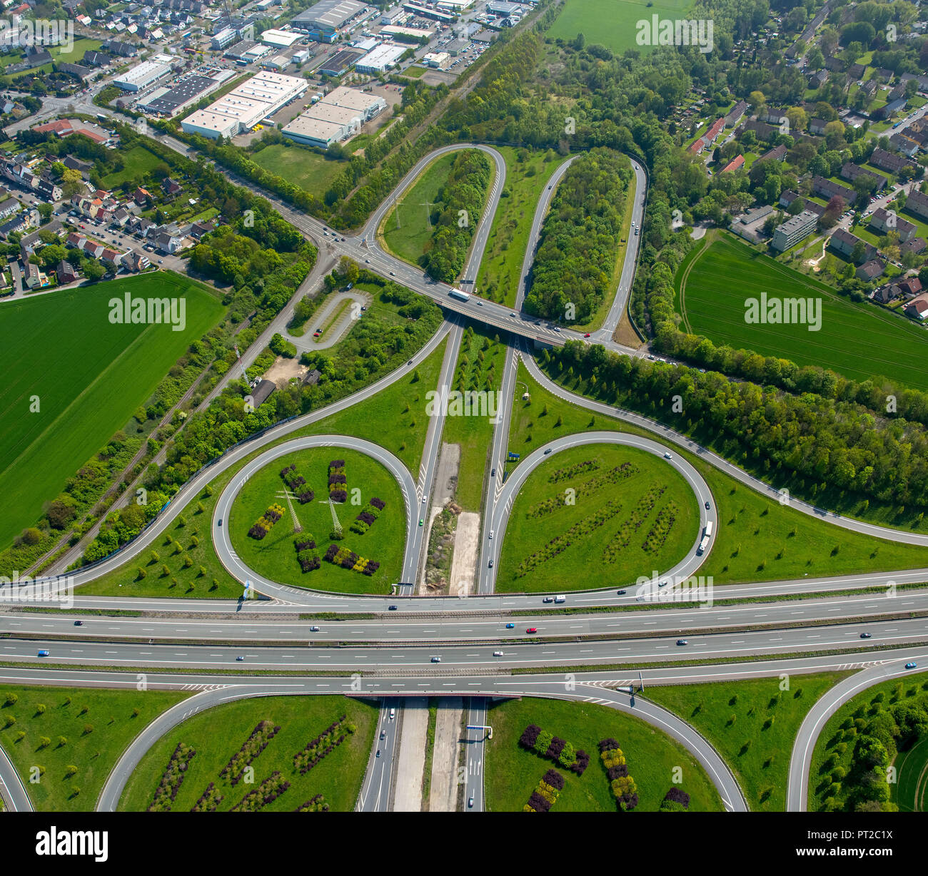 Motorway junction castrop rauxel motorway a45 and a42 hi-res stock ...