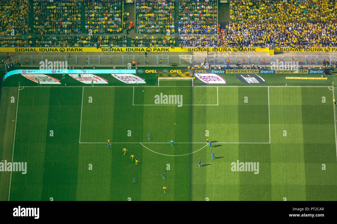 North stand, view from the plane into the BVB stadium, BVB against TSG ...