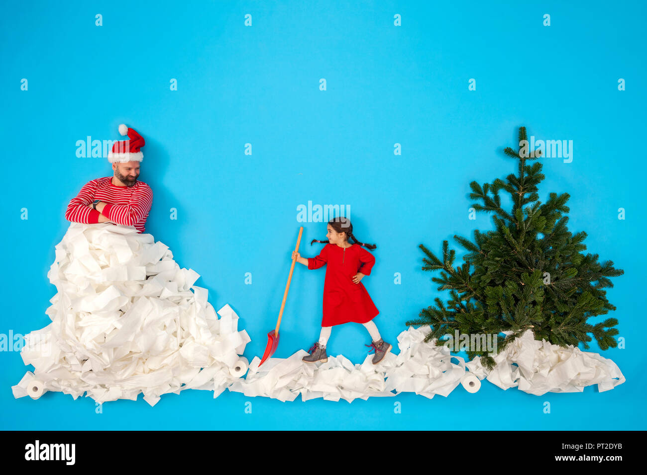 Father and daughter shoveling snow Stock Photo - Alamy