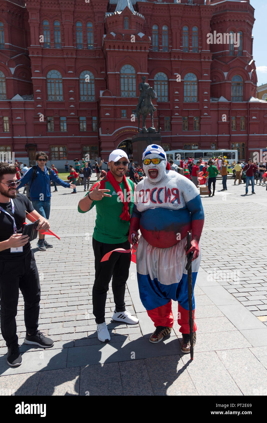 MOSCOW - JUNE 20, 2018: Soccer World Cup Fanatics of Morocco, Russia ...