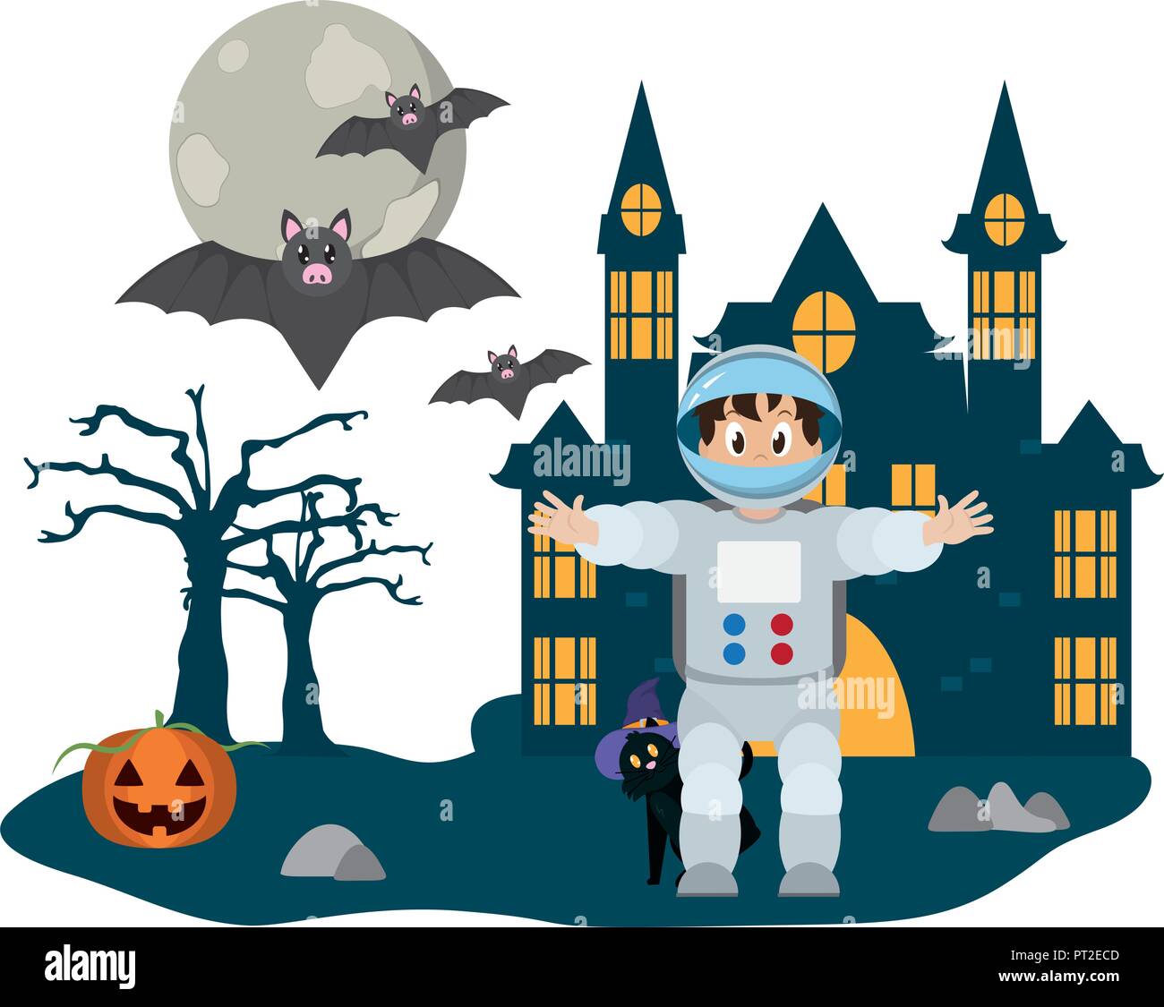 Kid and halloween cartoon Stock Vector Image & Art - Alamy