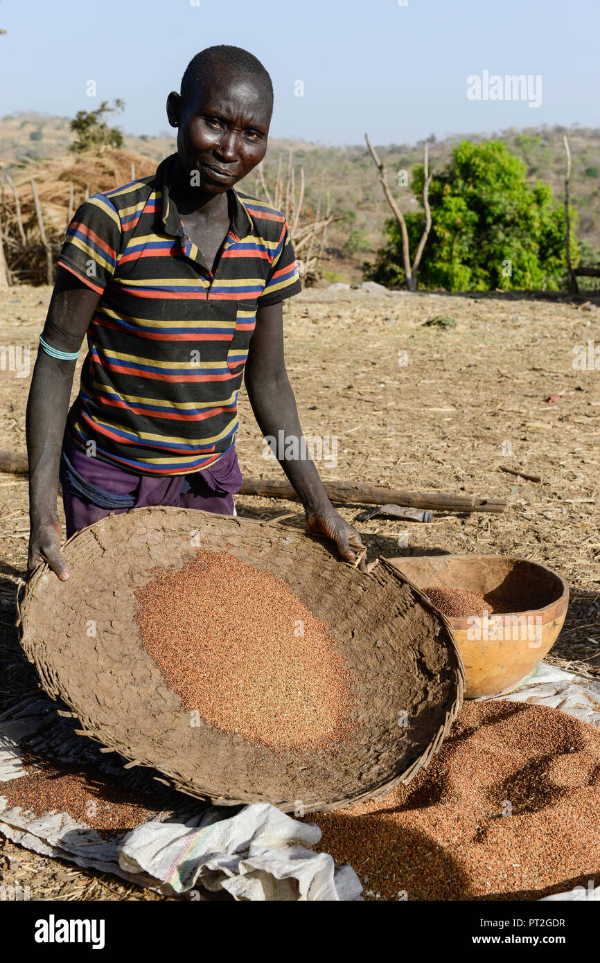 African woman winnowing millet hi-res stock photography and images - Alamy
