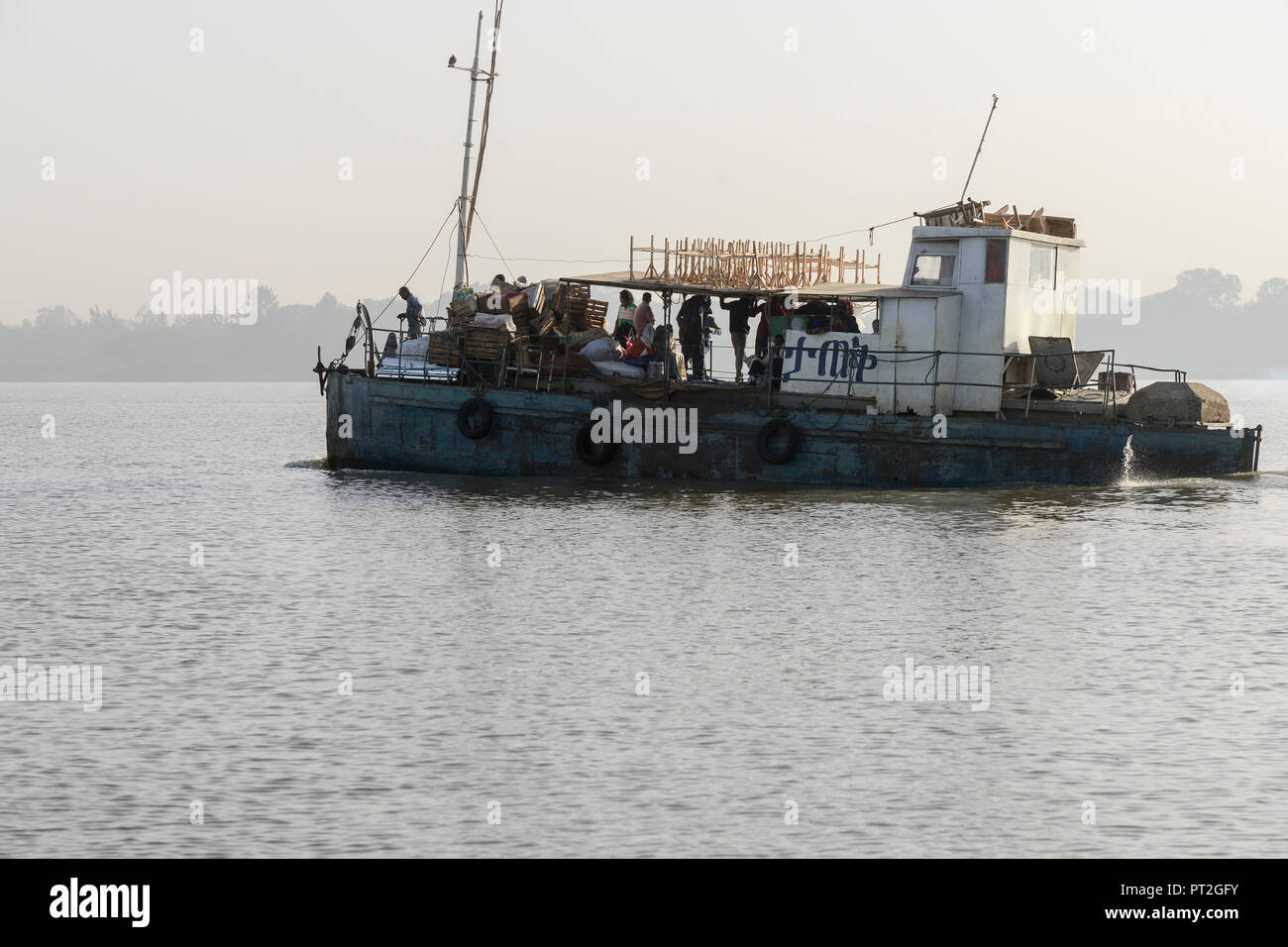 ETHIOPIA , Amhara, Bahar Dar, lake Tana, ferry boat transport people ...