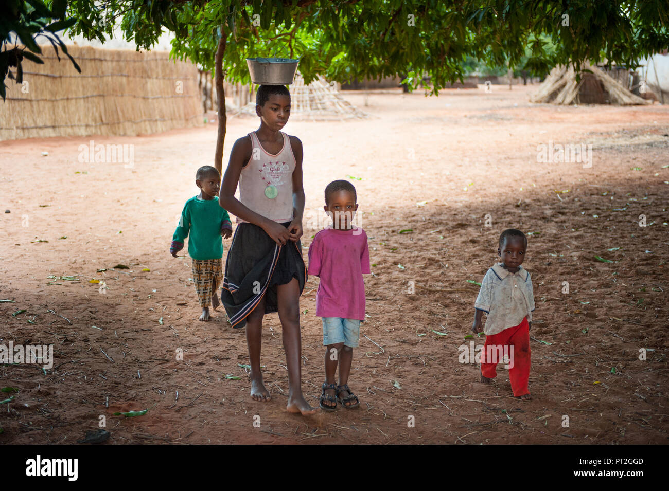 A group of children in Mukuni village in Livingstone, close to Victoria ...