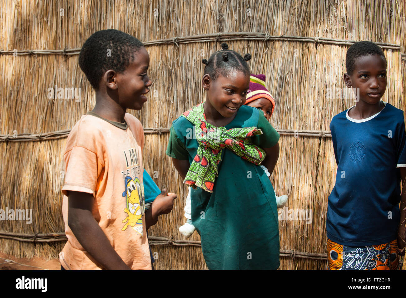 A group of children together in Mukuni village in Livingstone, close to ...
