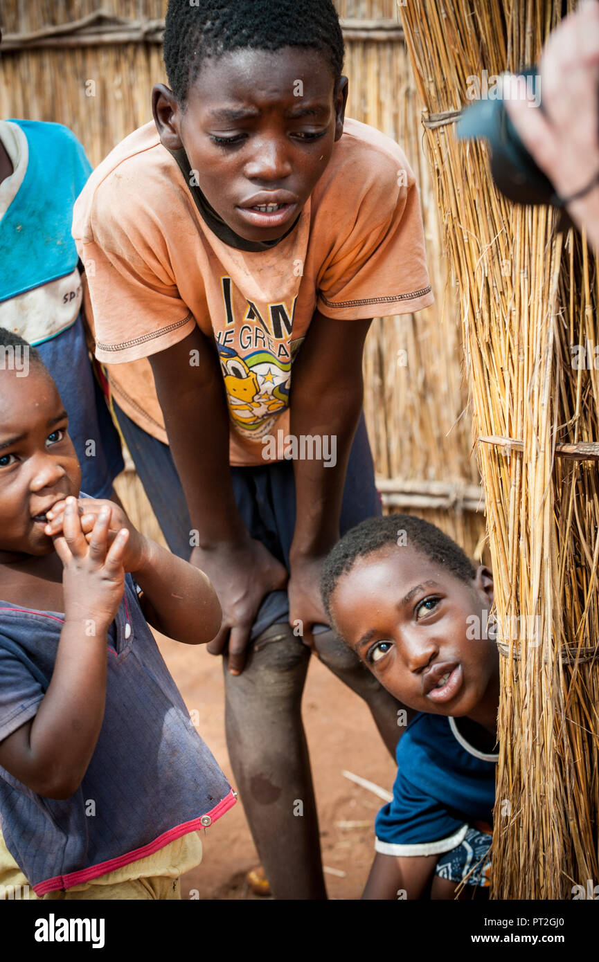A group of children together in Mukuni village in Livingstone, close to ...