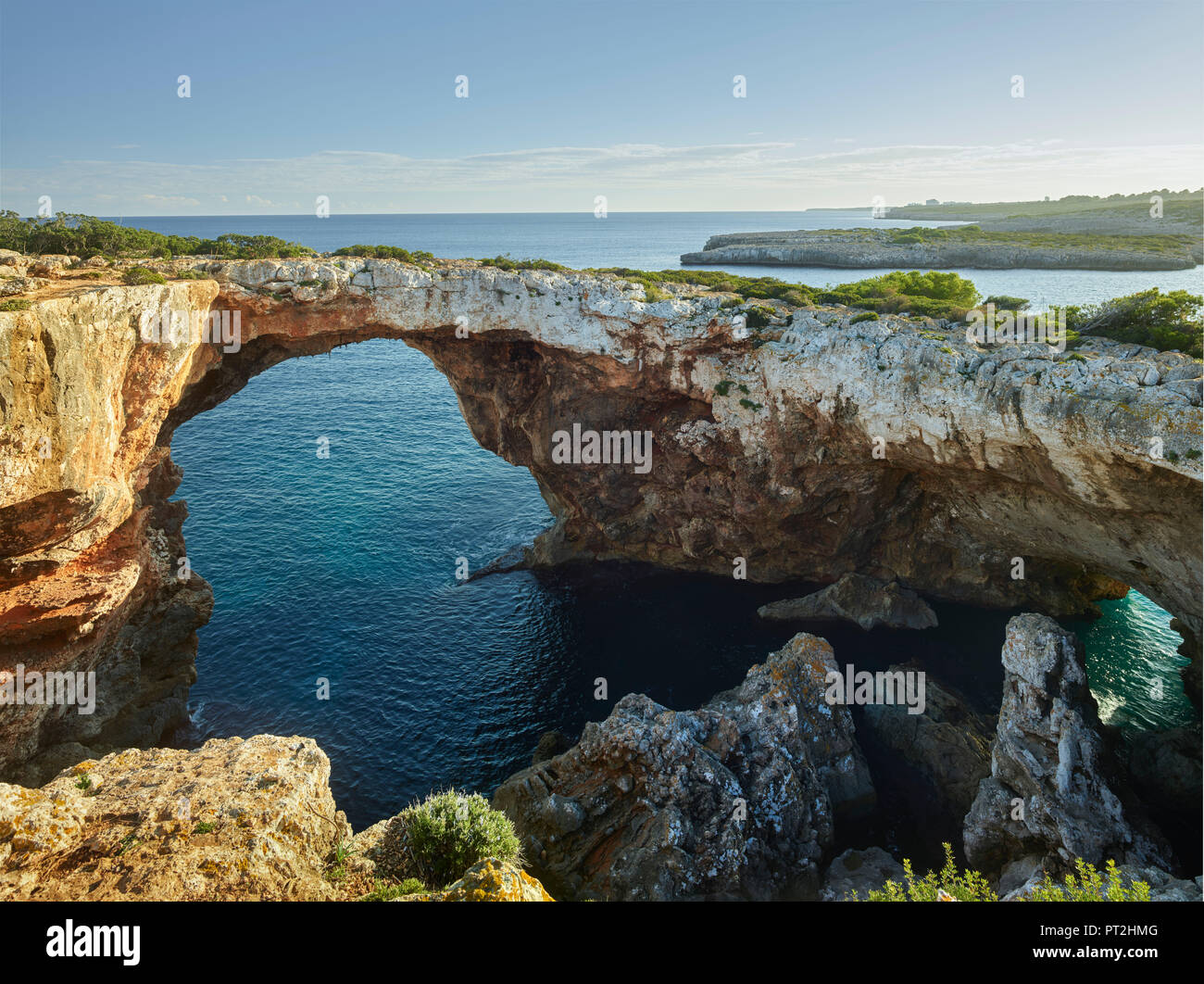Rock arch near Cala Varques, Mallorca, Balearic Islands, Spain Stock ...