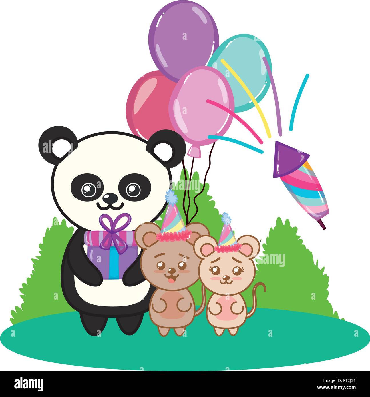 Birthday animals party Stock Vector Image & Art - Alamy