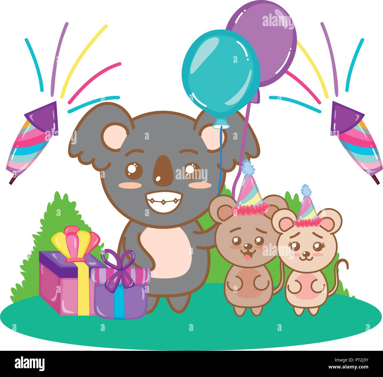 Birthday animals party Stock Vector Image & Art - Alamy