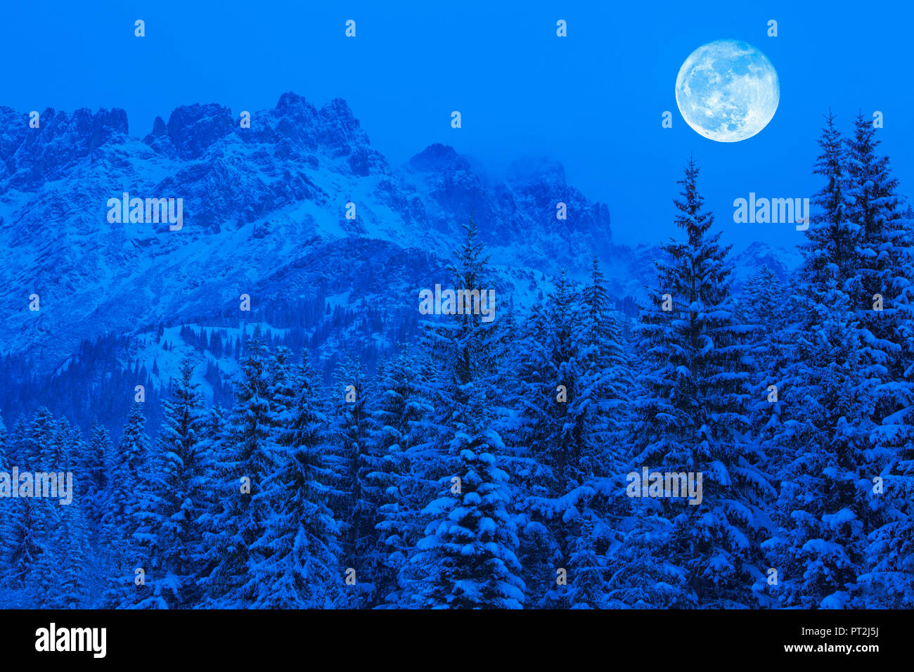 Moonlight Snowy Sunset