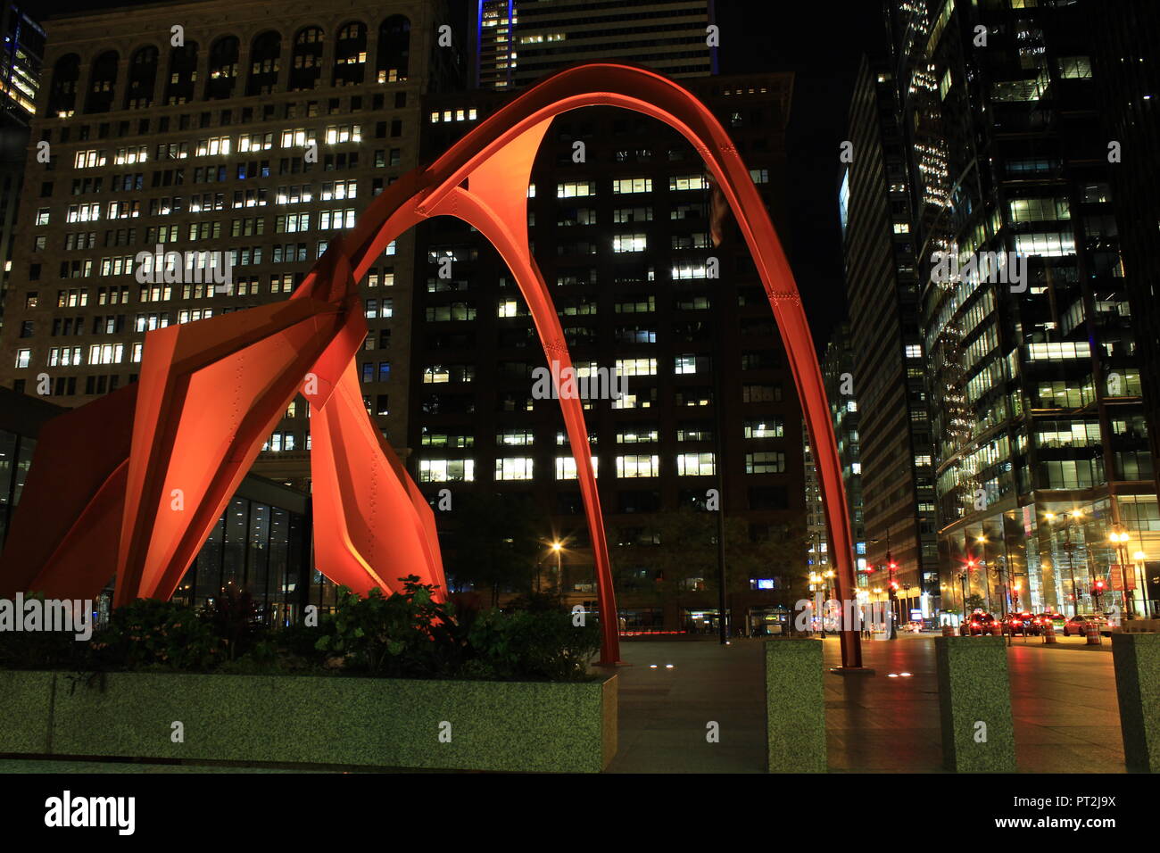 Calder's Flamingo sculpture in Chicago Stock Photo - Alamy