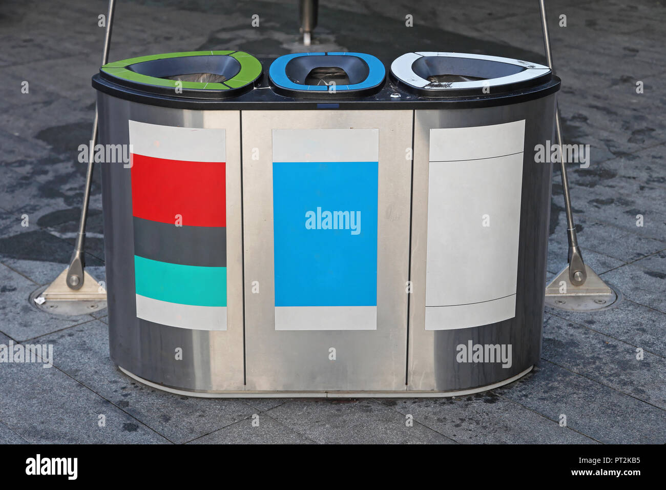 Litter With Three Separate Bins for Recycling and Sorting Stock Photo ...