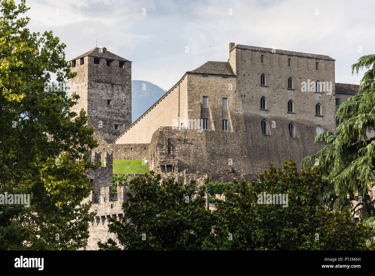 View of Castelgrande castle complex, Bellinzona, Ticino, Switzerland ...