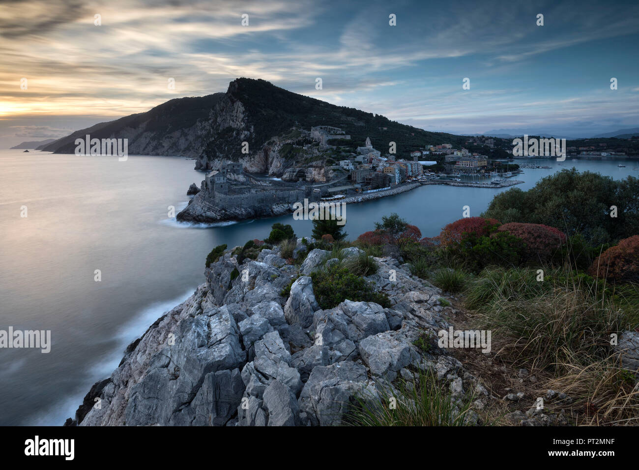 Sunset in portovenere from palmaria island hi-res stock photography and ...