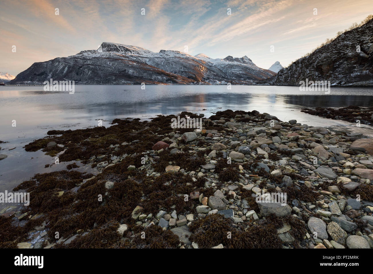 sunrise at Grovfjord, municipality of Skanland, Lofoten Island, Norway ...