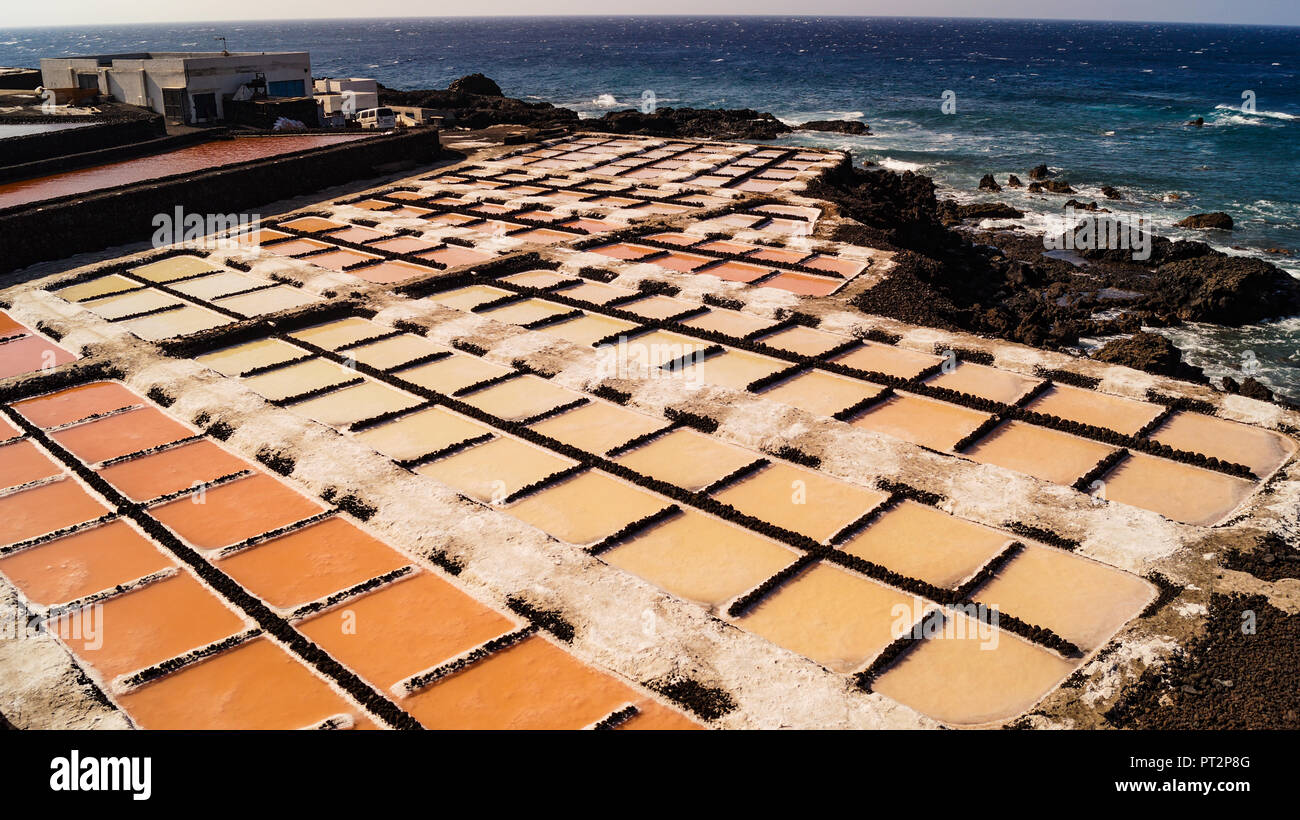 Salt Mining on Ocean Salt Flats La Palma Island Canaries Spain Stock ...