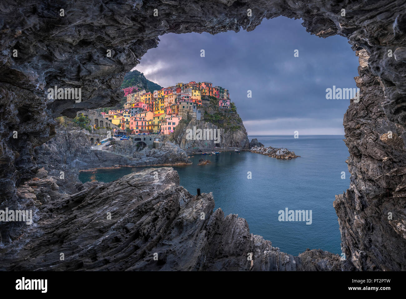 Italy, Liguria, La Spezia, Cinque Terre National Park, Manarola Stock ...