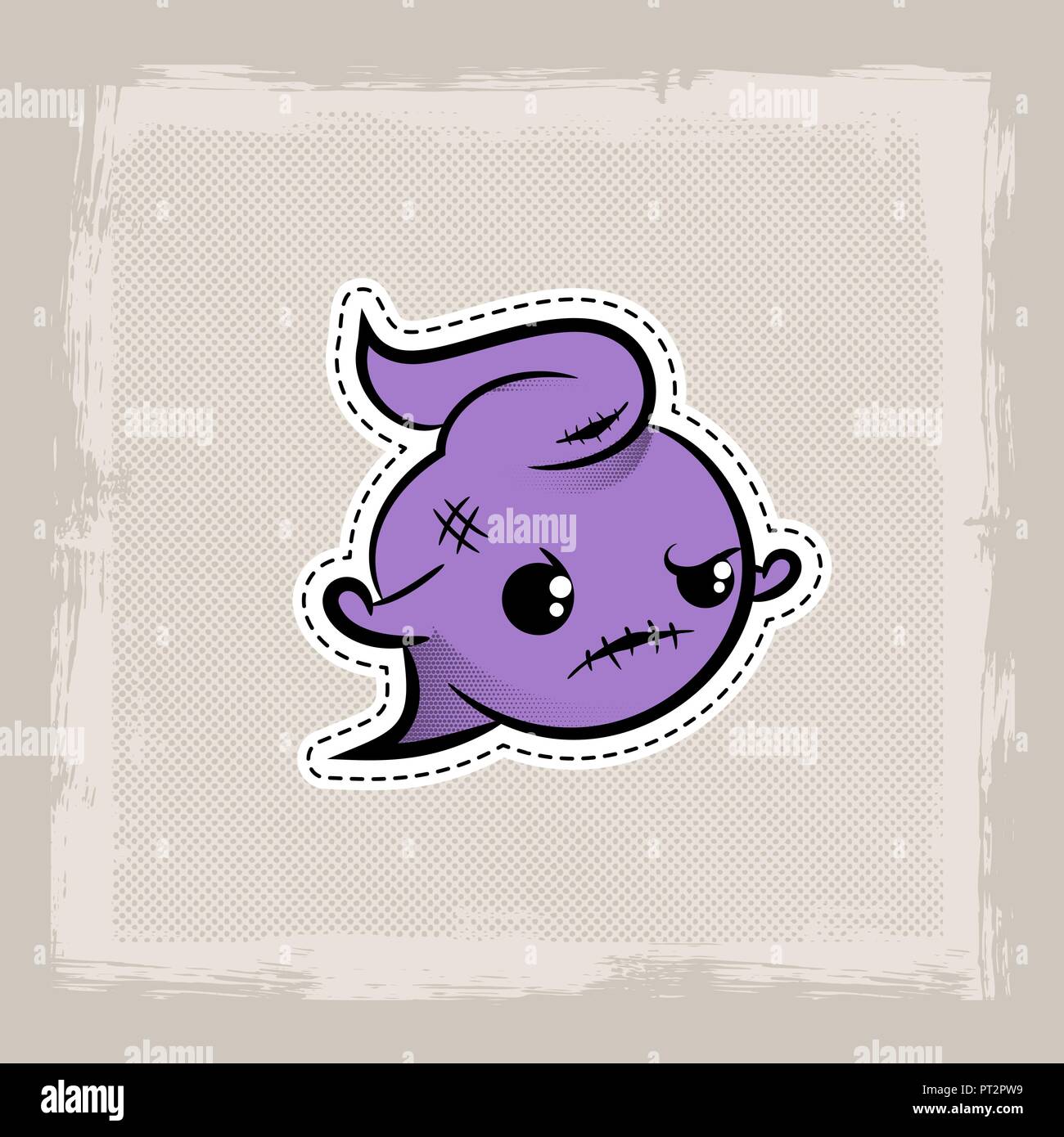 Halloween stitch ghost phantom zombie voodoo doll Stock Vector Image ...