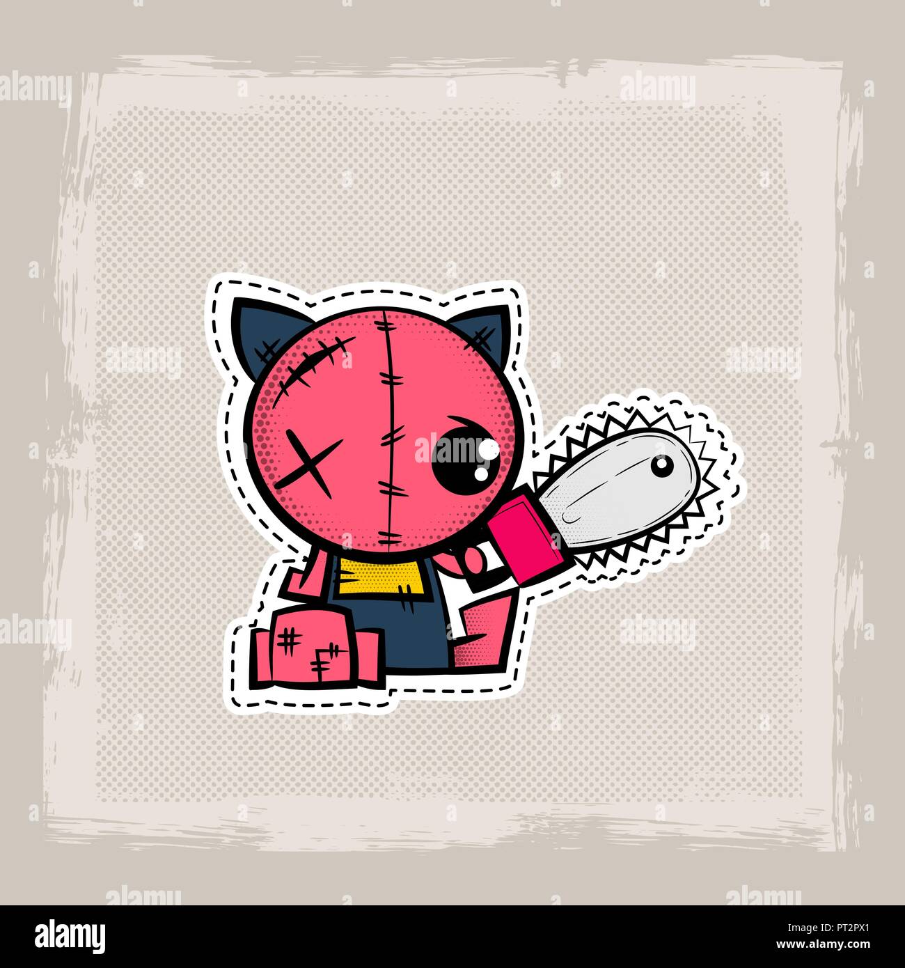 Halloween stitch cat zombie kitty voodoo doll Stock Vector Image & Art ...