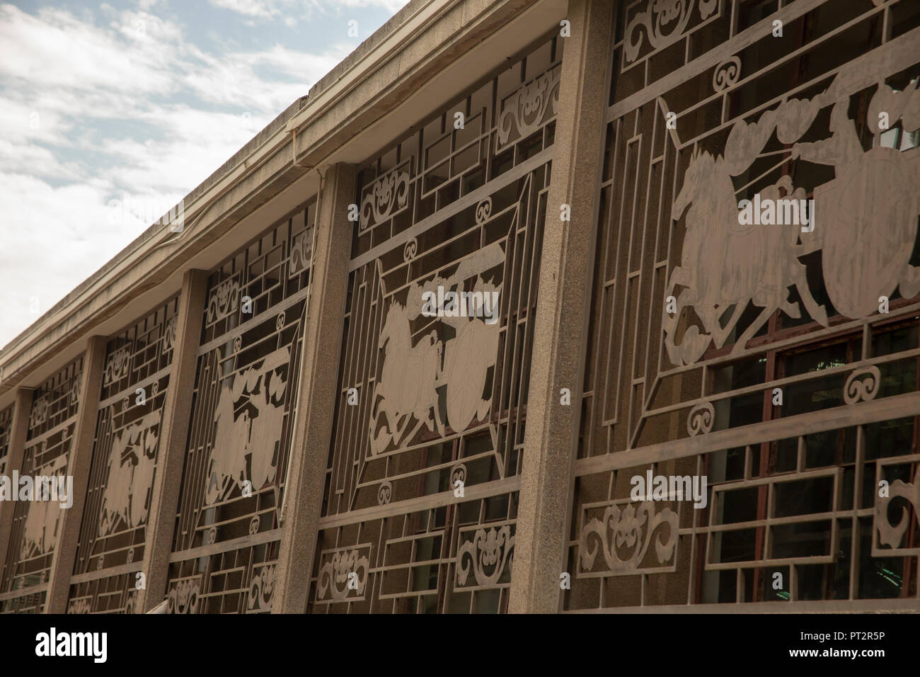 Decorative metal grate over windows at Terra Cotta Warriors exhibition ...