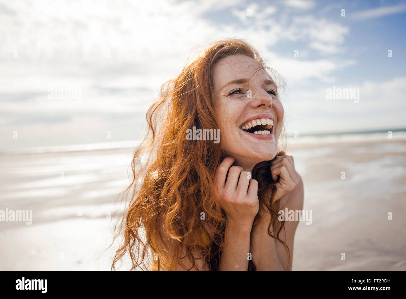 Laughing happily wind hi-res stock photography and images - Alamy