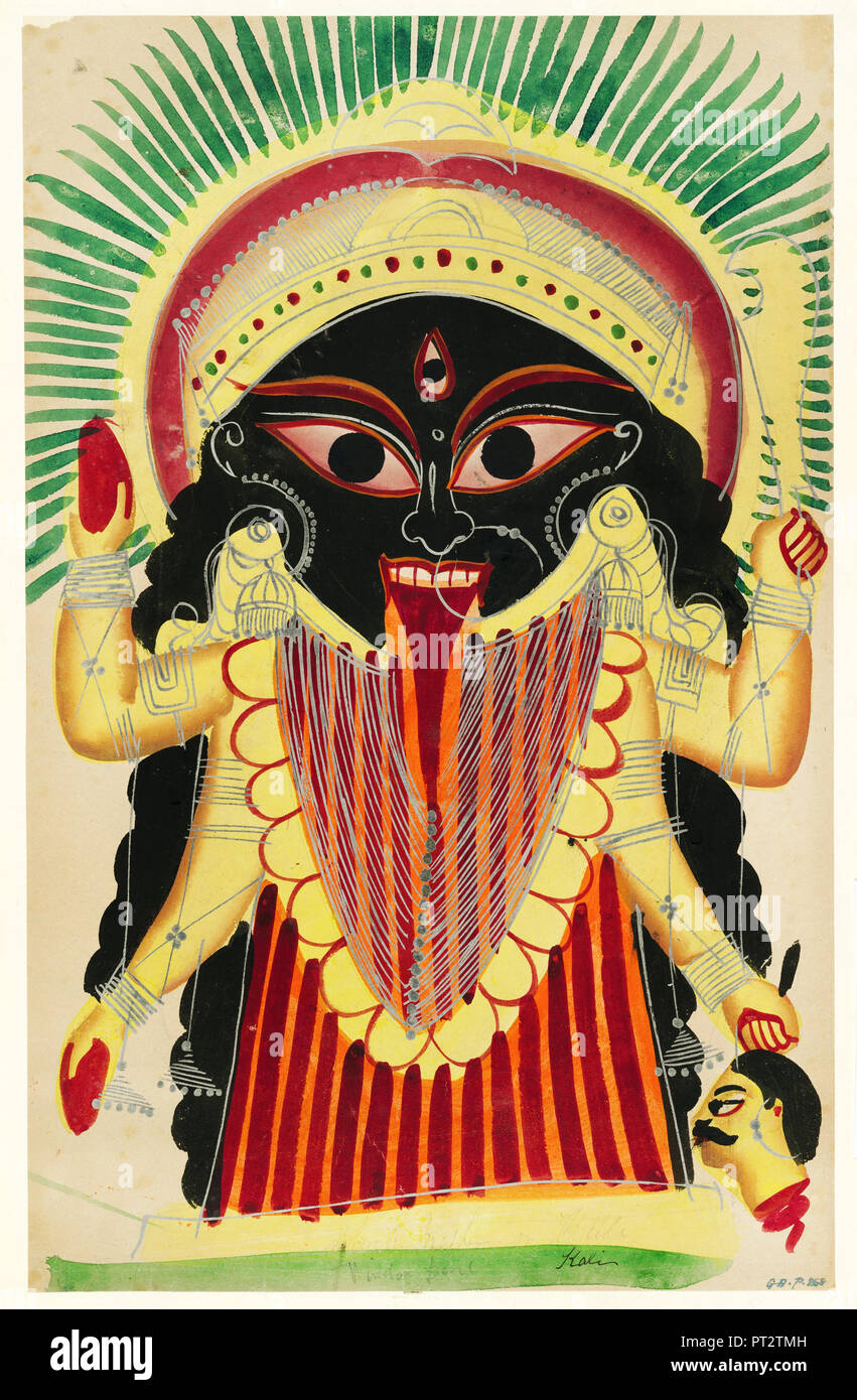 Kolkata ( Calcutta ) Kalighat, Kali, Circa 1855 Watercolor, National ...