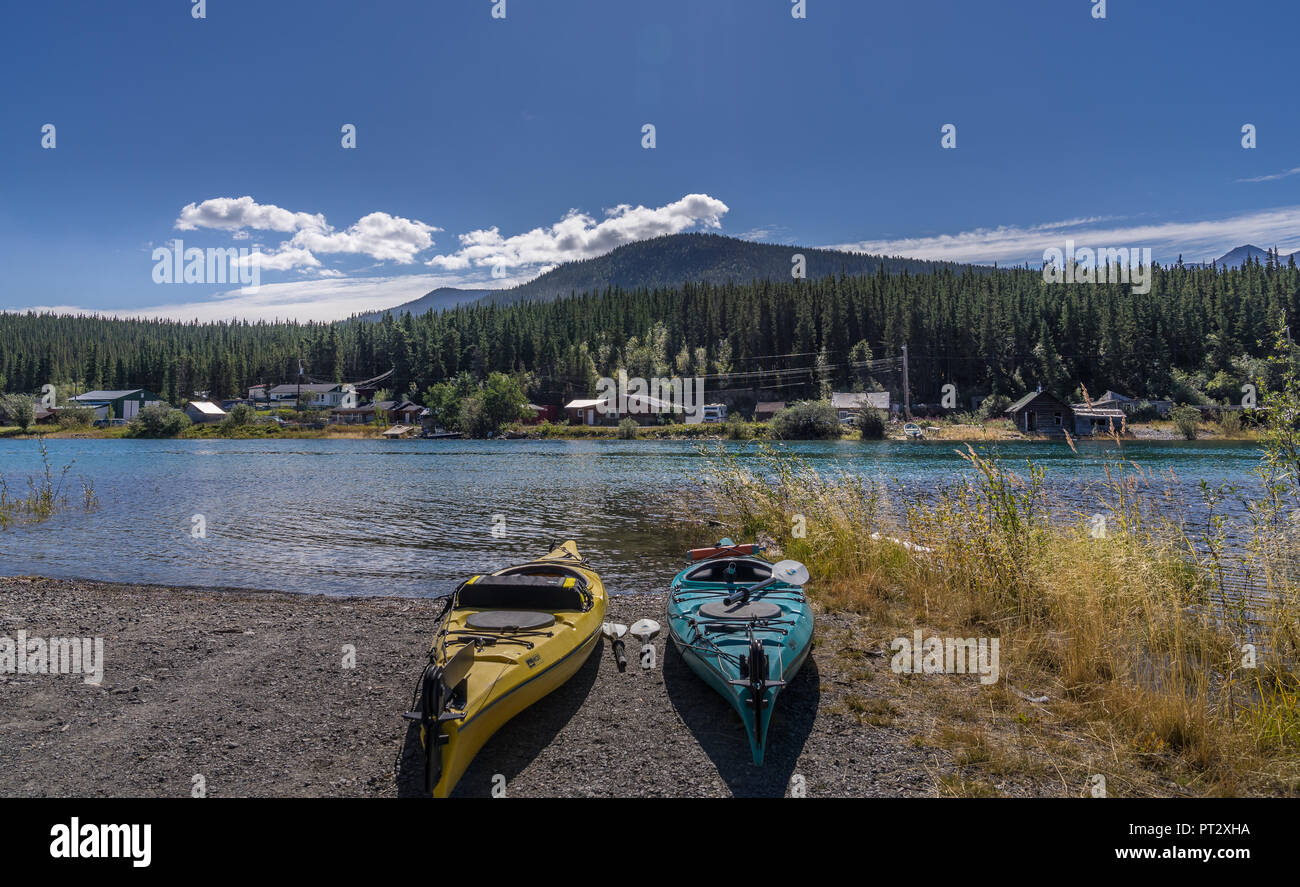 Small lake in the town of Carcross, Yukon for Kayaks Stock Photo - Alamy