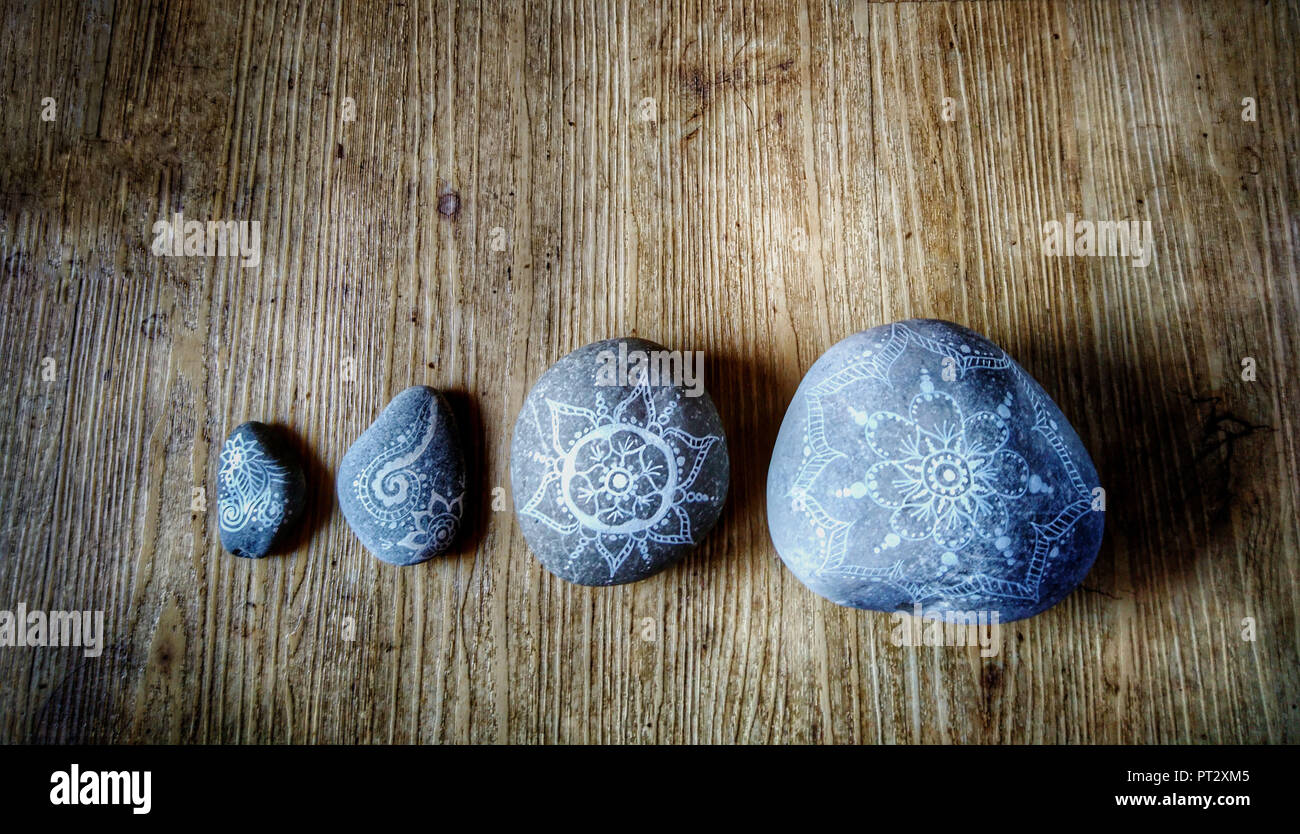 Stone, painted, mandala Stock Photo - Alamy