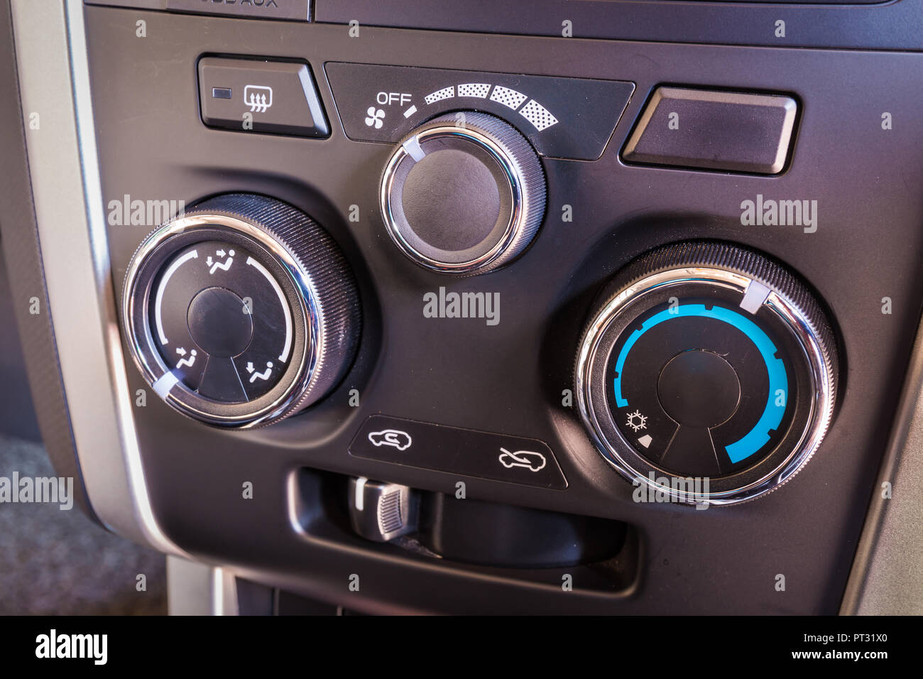 Detail of the air conditioning button control inside a car Stock Photo ...