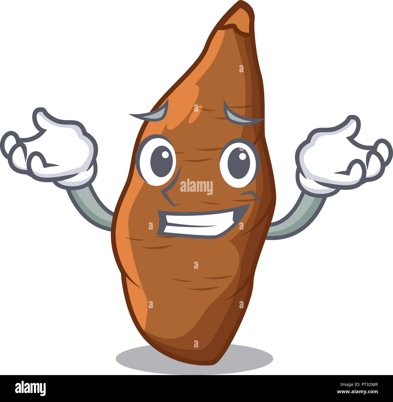 Grinning cassava root on the plate cartoon Stock Vector Image & Art - Alamy