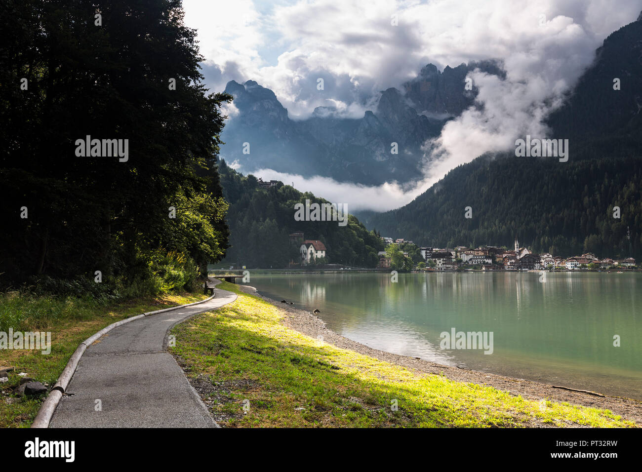 Europe, Italy, Alps, Dolomites, Mountains, Lago di Alleghe Stock Photo ...