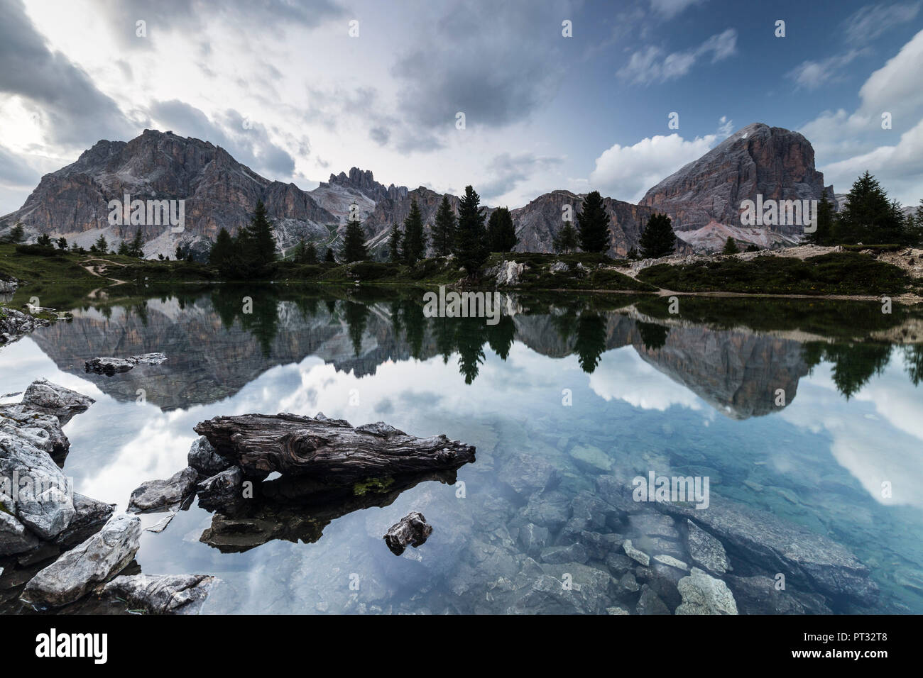 Europe, Italy, Alps, Dolomites, Mountains, Lago di Limedes Stock Photo ...