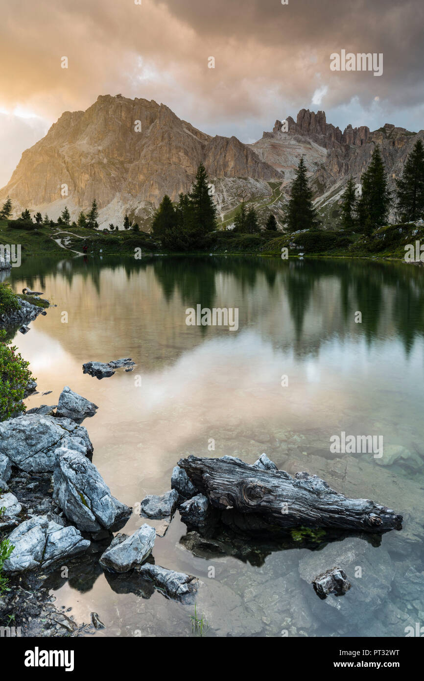 Europe, Italy, Alps, Dolomites, Mountains, Lago di Limedes Stock Photo ...