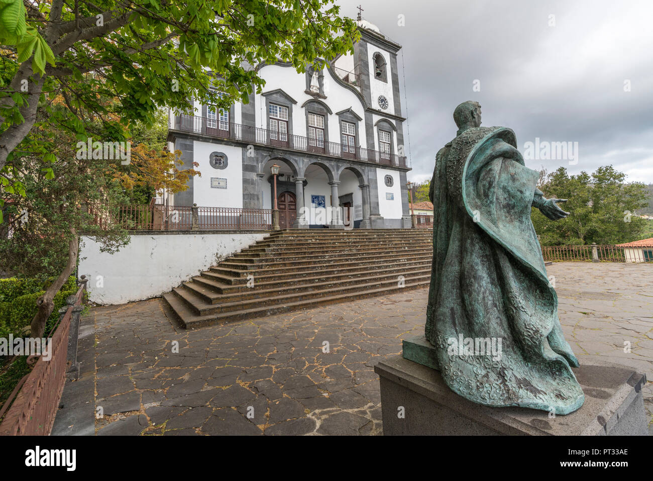 The statue of Emperor Charles I of Austria and the church of Nossa ...