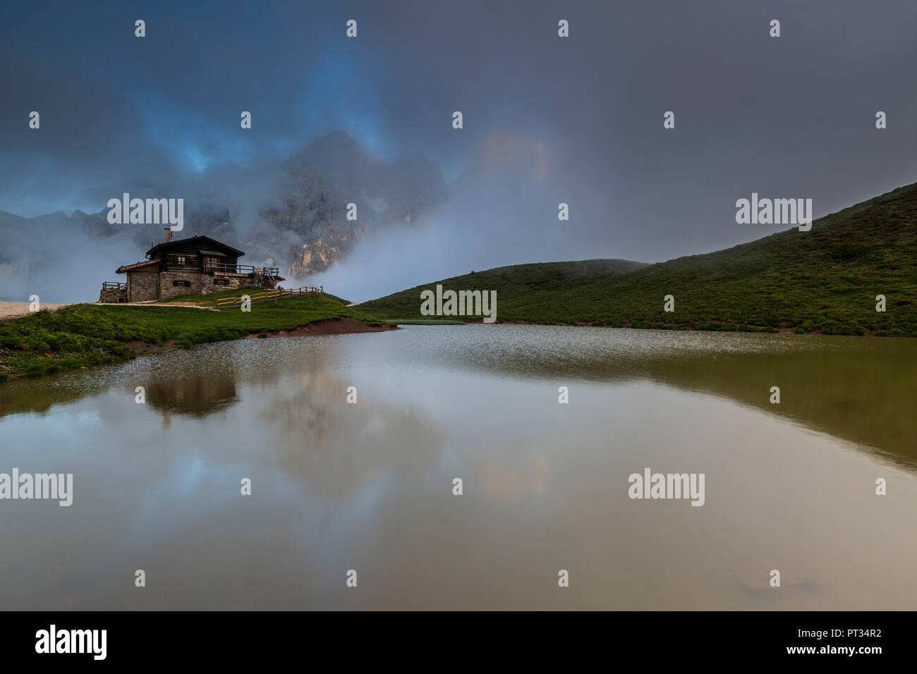 Europe, Italy, Alps, Dolomites, Mountains, Passo Rolle - Rifugio Baita ...