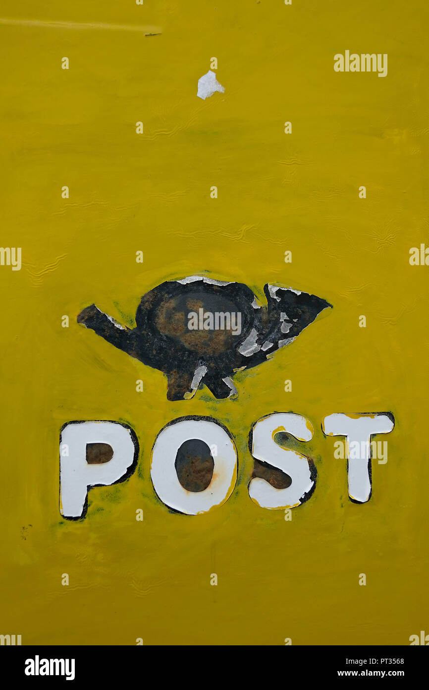 Europe, Greece, Corfu, old post sign Stock Photo - Alamy