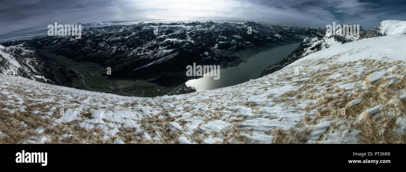 View of the Walensee from Chäserugg in Winter Stock Photo - Alamy