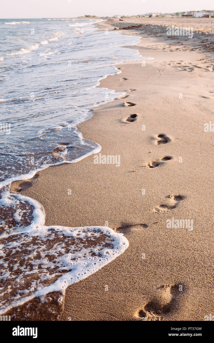 Tracks in the sand, footprints in the sand on the beach Stock Photo - Alamy