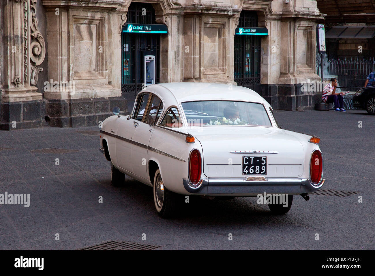 Sicily, Catania, old town, Piazza del Duomo, vintage cars, wedding car ...
