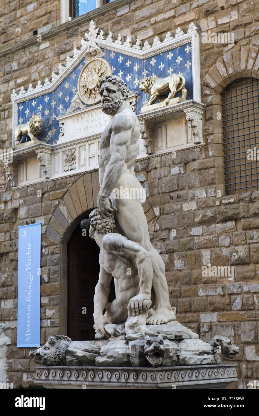 Hercules and Cacus. Marble statue by Italian Renaissance sculptor ...
