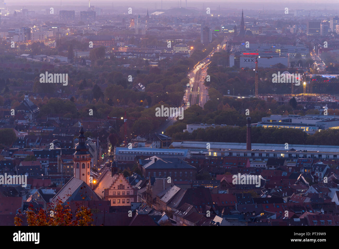 Germany, Baden-Württemberg, Karlsruhe, view of Durlach from Turmberg ...