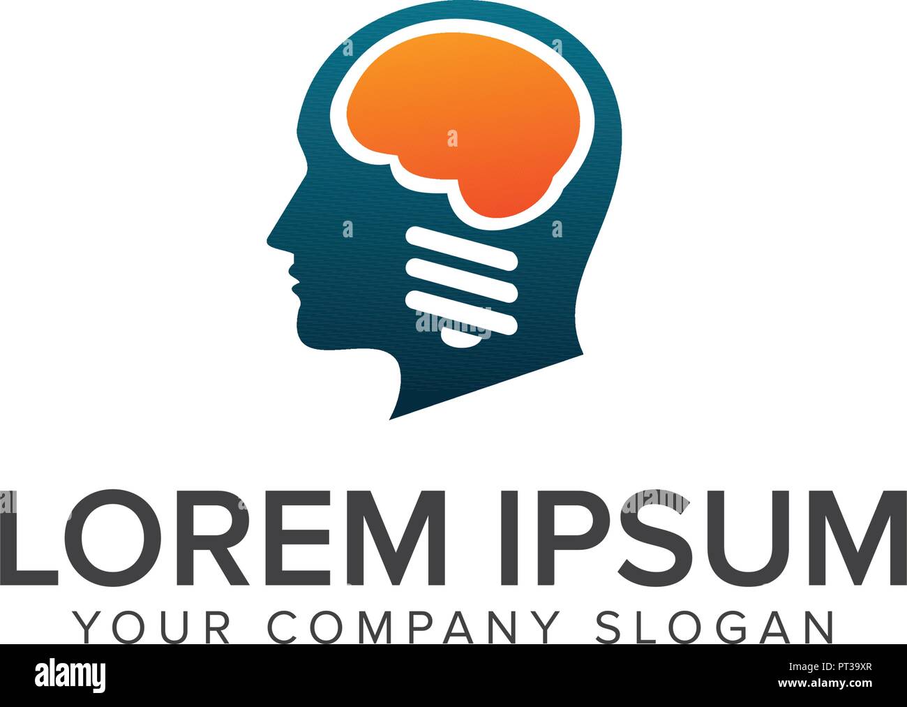 Head think logo. bulb intelligence design concept template Stock Vector ...