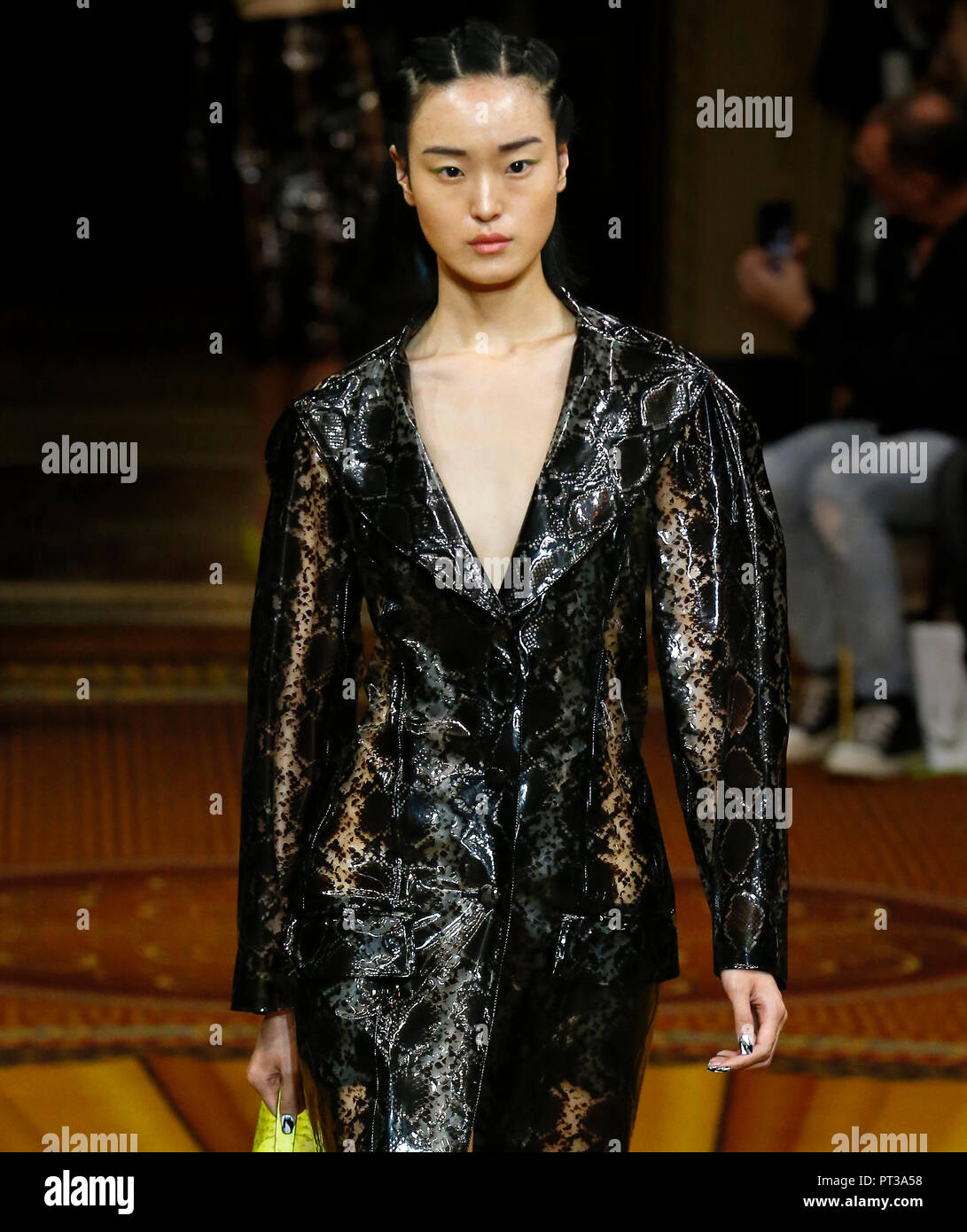 NEW YORK, NY - September 08, 2018: Yue Han walks the runway at the ...