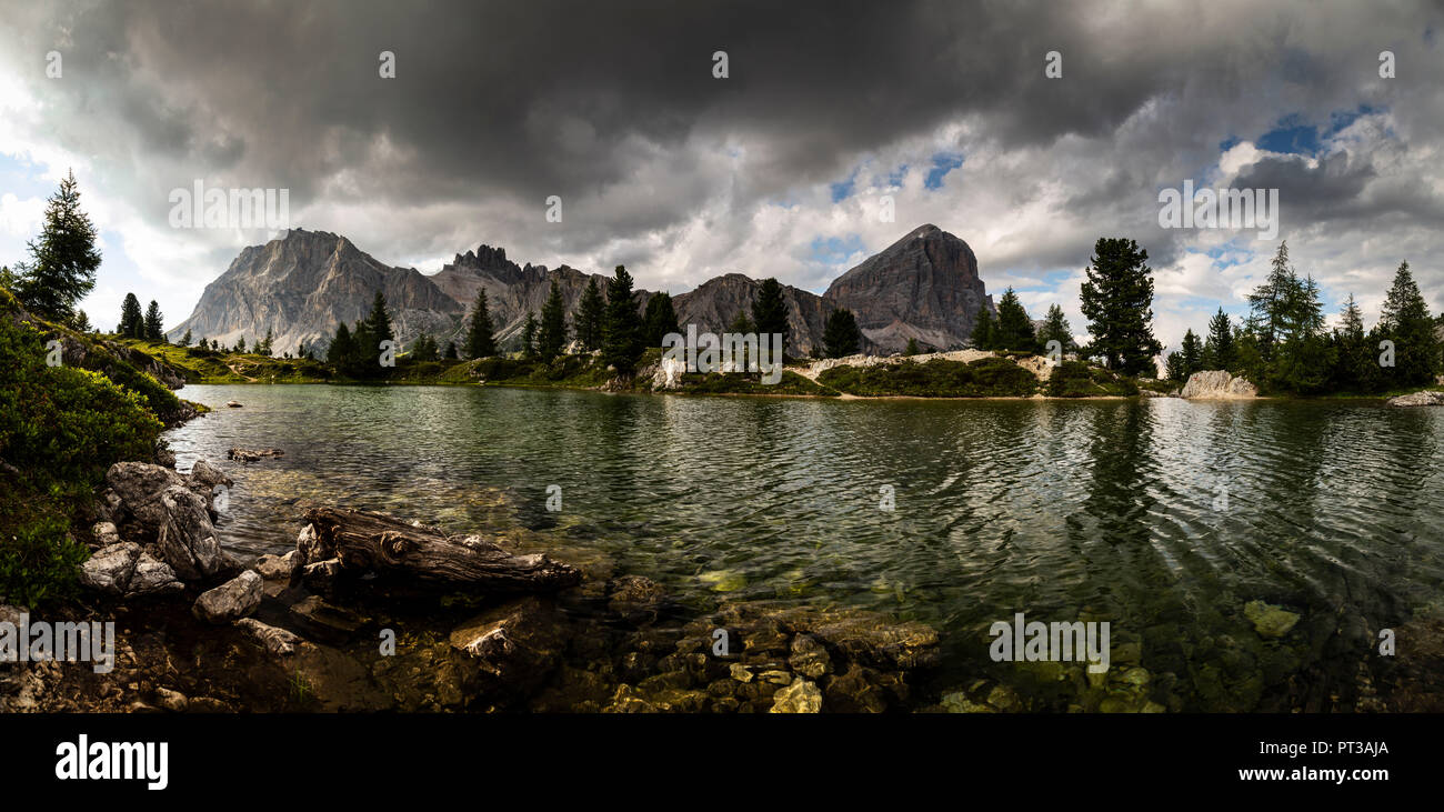 Europe, Italy, Alps, Dolomites, Mountains, Lago di Limedes Stock Photo ...